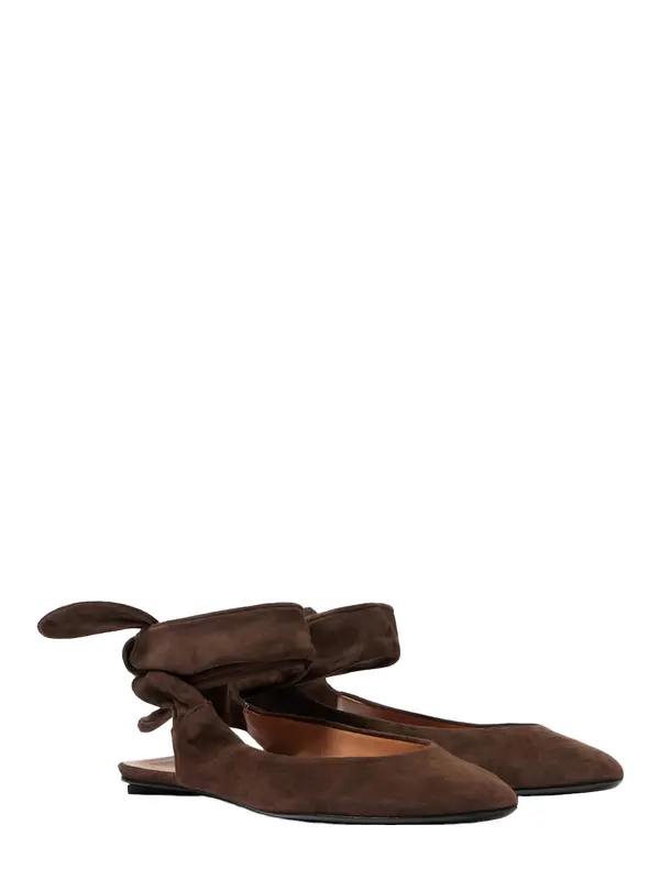 Attico Cloe Suede Slingback Flats - Brown