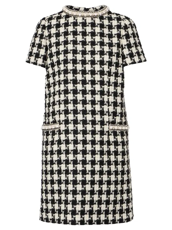 Valentino Garavani Embellished Tweed Minidress - White
