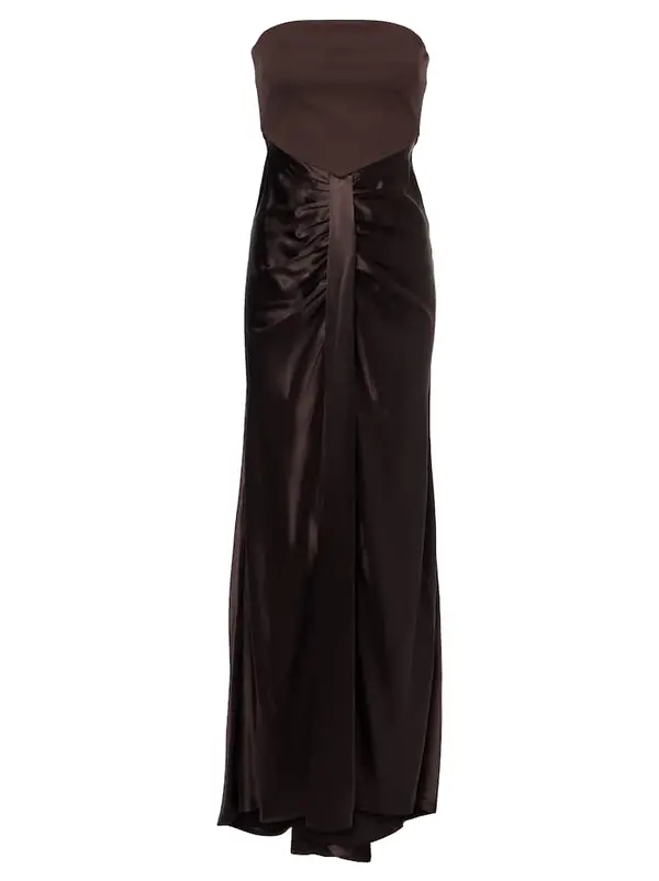 Staud Wayfaring Strapless Midi Dress - Brown