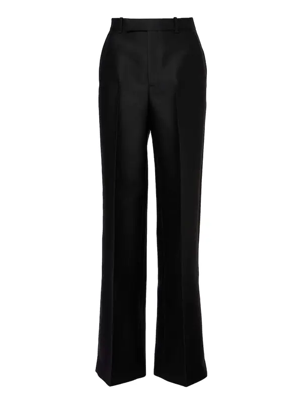 Gucci Wool And Silk Gabardine Straight Pants - Black