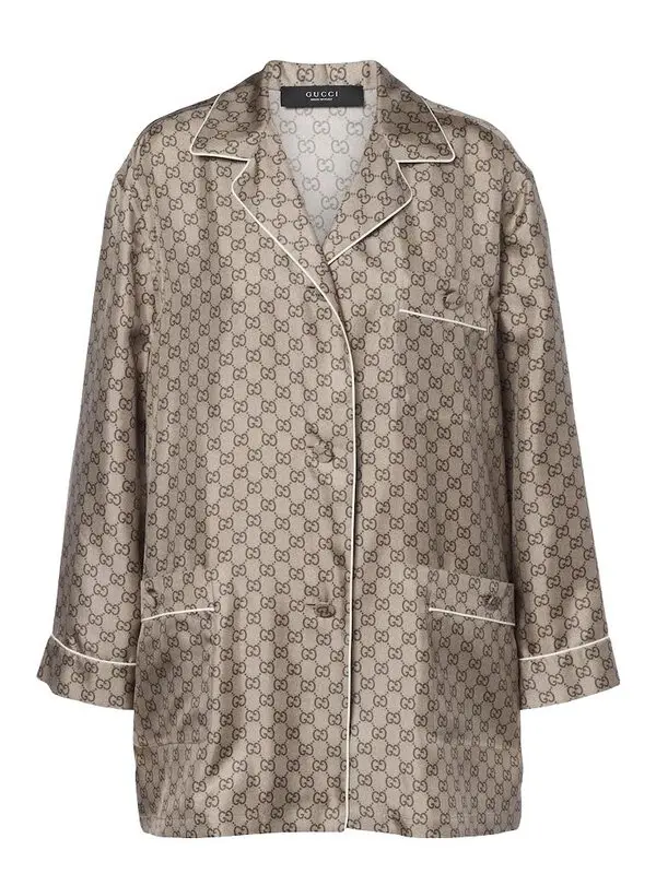 Gucci Gg Silk Twill Shirt - Grey