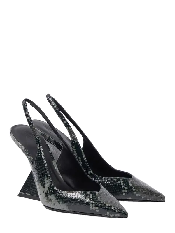 Attico Cheope 105 Leather Slingback Pumps - Black