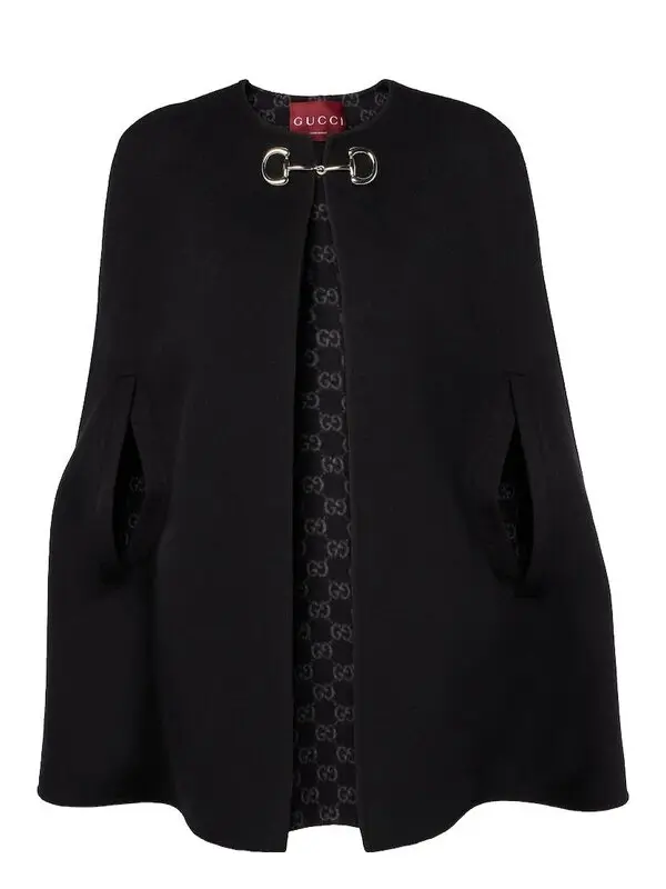 Gucci Horsebit Wool And Silk Cape - Black