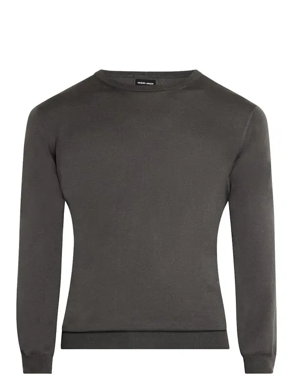 Giorgio Armani Silk-cotton Crew Sweater - Grey