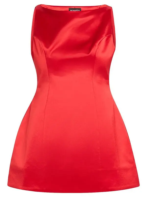 Retrofete Livie Satin Mini Dress - Red