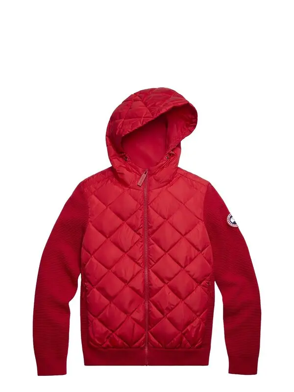 Canada Goose Hybridge Quilted Knit Hooded Jacket - Carmine Red
