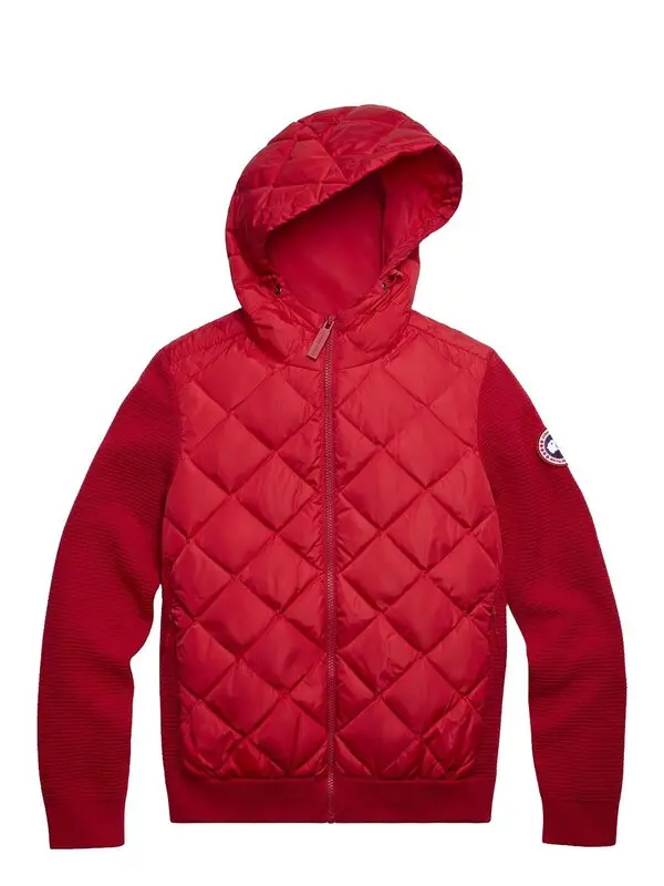 Canada Goose Hybridge Quilted Knit Hooded Jacket - Carmine Red