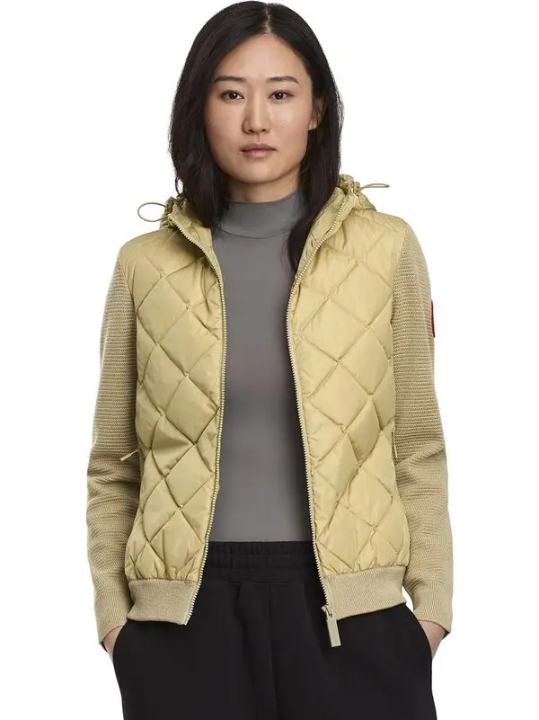 Canada Goose Hybridge Quilted Knit Hooded Jacket - Ecru Beige