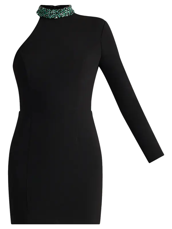 Zac Posen X Wicked Crystal Crepe Mini Dress - Black