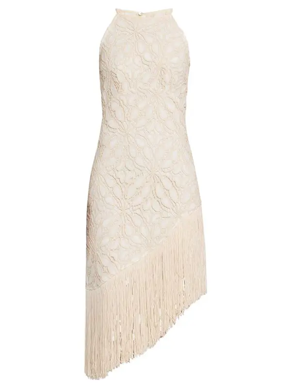 JBQ Natalie Crochet Fringe-hem Dress - Natural