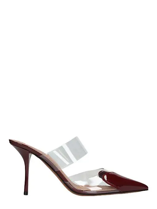Alaïa Cœur 90 Pointed-toe Patent-leather Mules - Wine