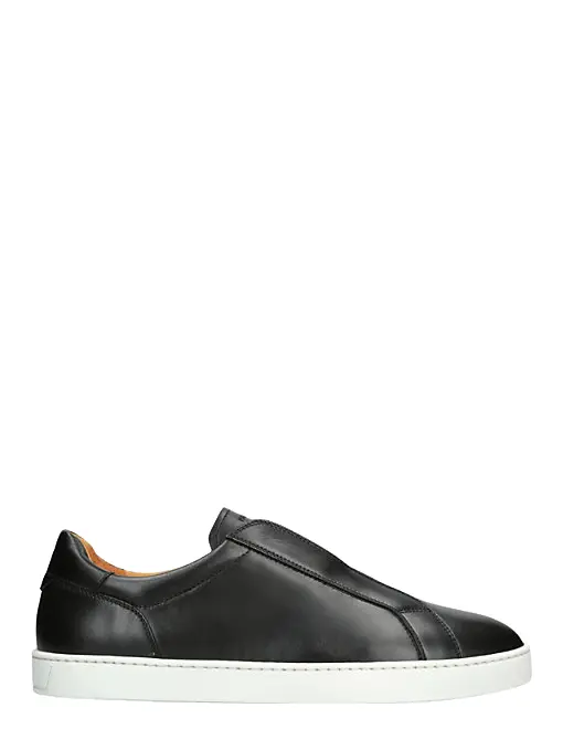 Magnanni Panelled Leather Low-top Sneakers - Black