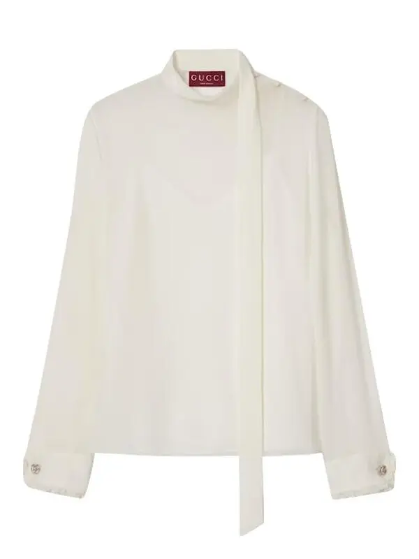 Gucci Silk Georgette Top - Neutral