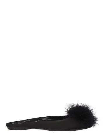 Saint Laurent Lido Feather Pom Pom Mules - Nero