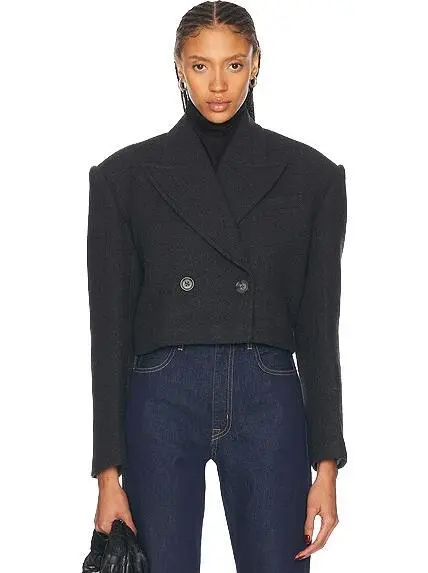 GRLFRND X Emily Gemma The Short Coat - Dark Grey