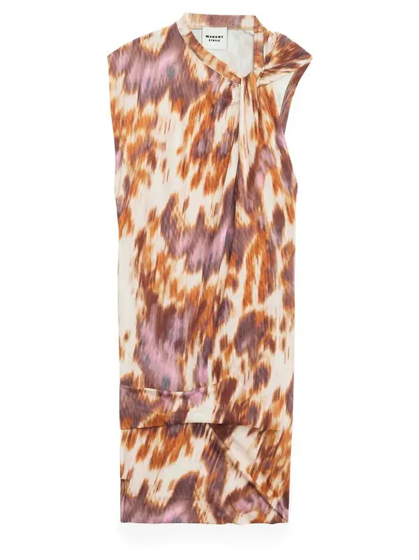 MARANT ETOILE Leany Printed T-shirt Dress - Ecru/ochre