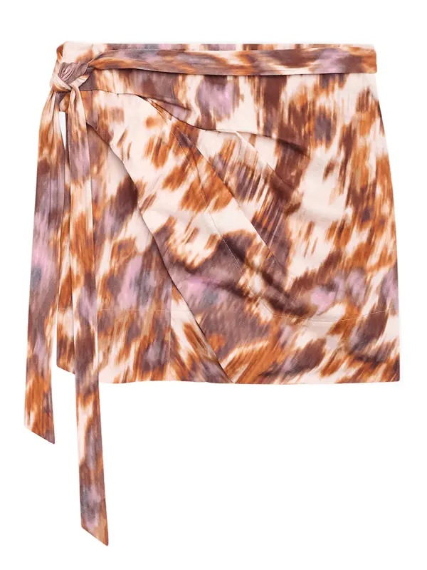 MARANT ETOILE Berenice Printed Mini Skirt - Ecru/ochre