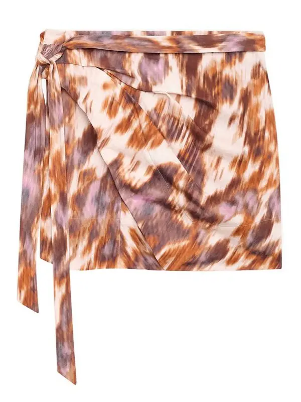 MARANT ETOILE Berenice Printed Mini Skirt - Ecru/ochre