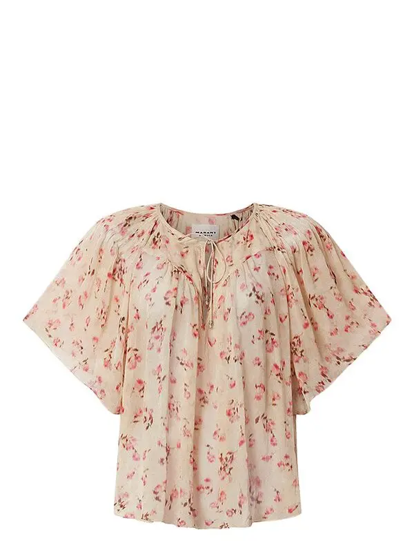 MARANT ETOILE Neslya Printed Muslin Top - Beige