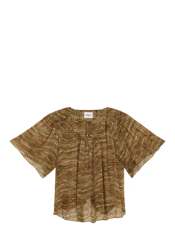 MARANT ETOILE Neslya Printed Muslin Top - Khaki