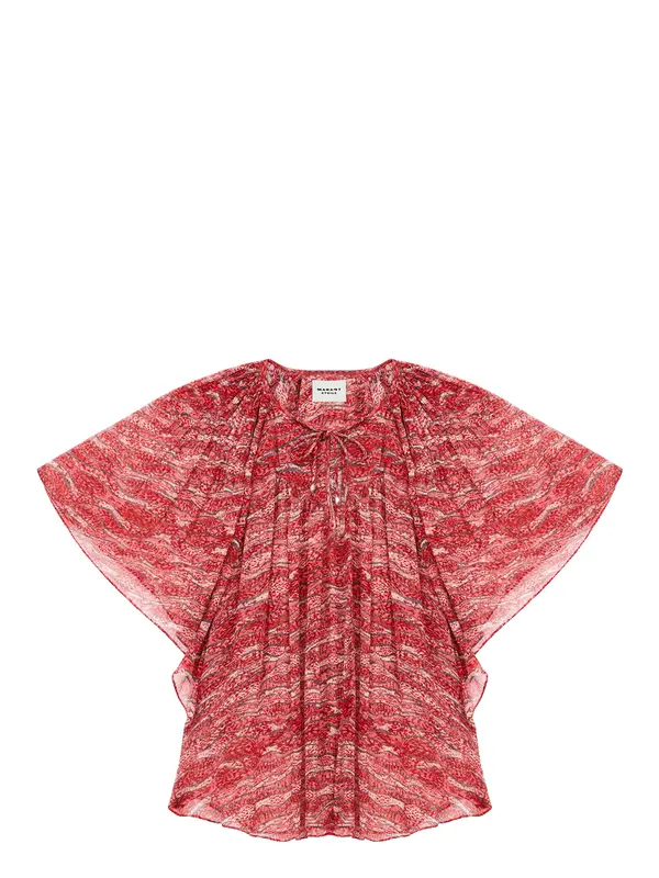 MARANT ETOILE Neslya Printed Muslin Top - Red