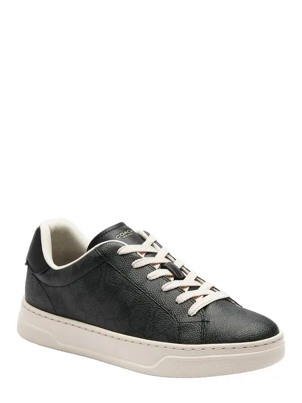 COACH High Line Signature Canvas Sneakers - Charcoal/black