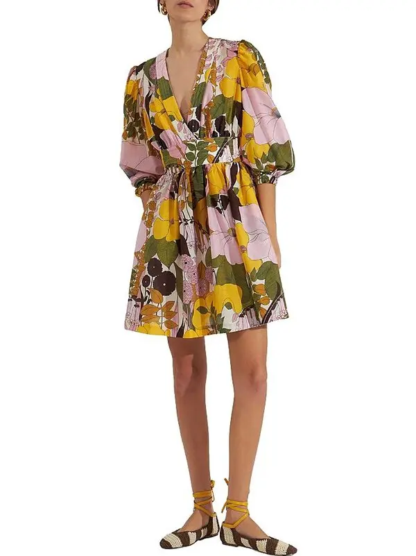 La DoubleJ Margherita Mini Dress - Big Flower Rose Pink