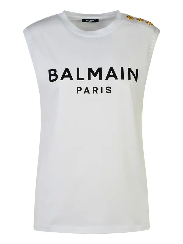 Balmain Cotton Tank Top - White