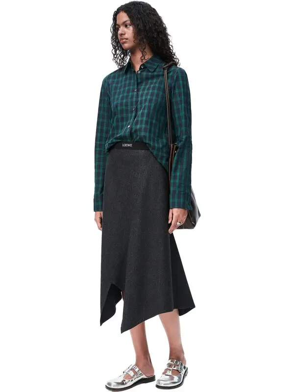 Loewe Asymmetric Wool And Cashmere Skirt - Charcoal Melange