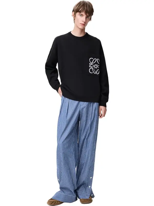 Loewe Anagram Pocket Cotton-blend Sweater - Black/white