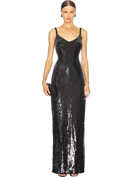 L'Agence Karma Sequin Maxi Dress - Black