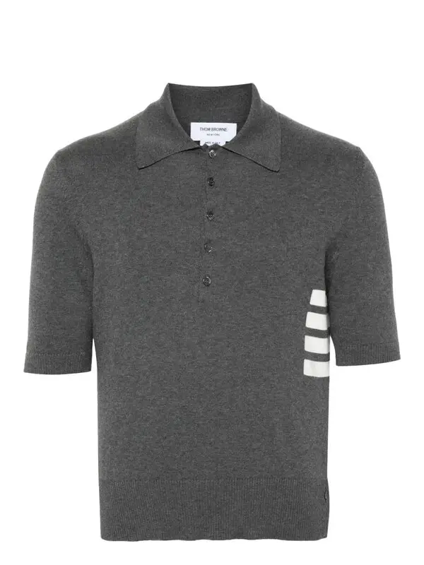 Thom Browne 4-bar Cotton Polo Jumper - Grey