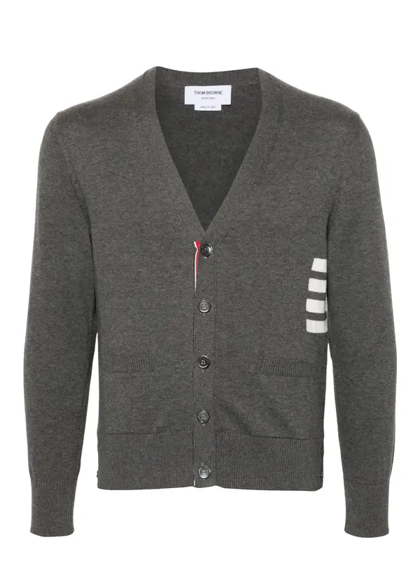 Thom Browne V-neck Cotton Cardigan - Grey