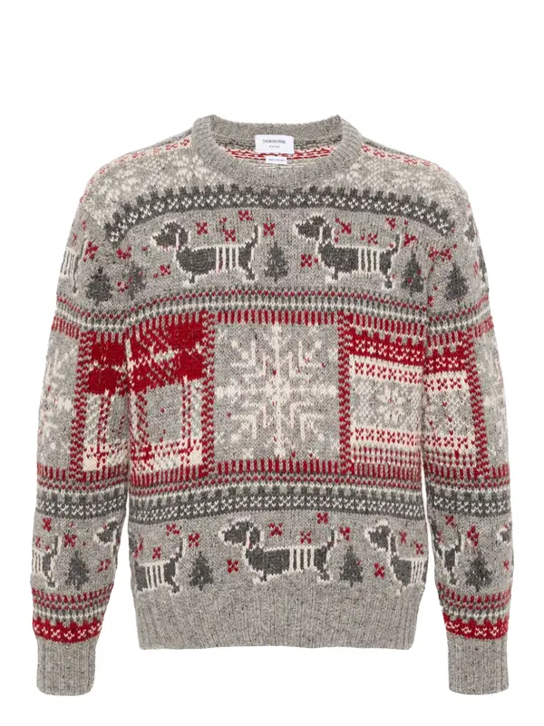 Thom Browne Fair Isle Intarsia Jumper - Grey