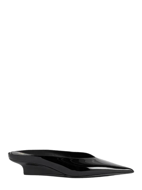 TOTEME Sharp Patent Wedge Mules - Black