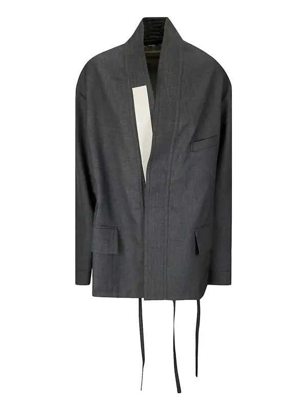 MORDECAI Wrap Wool Jacket - Grey