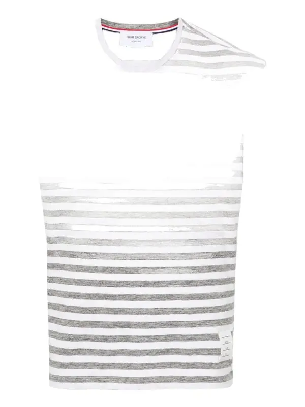 Thom Browne Striped Linen T-shirt - White