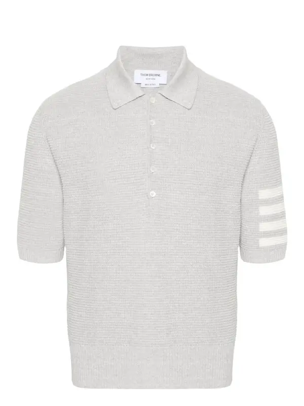 Thom Browne 4-bar Knitted Polo Shirt - Grey
