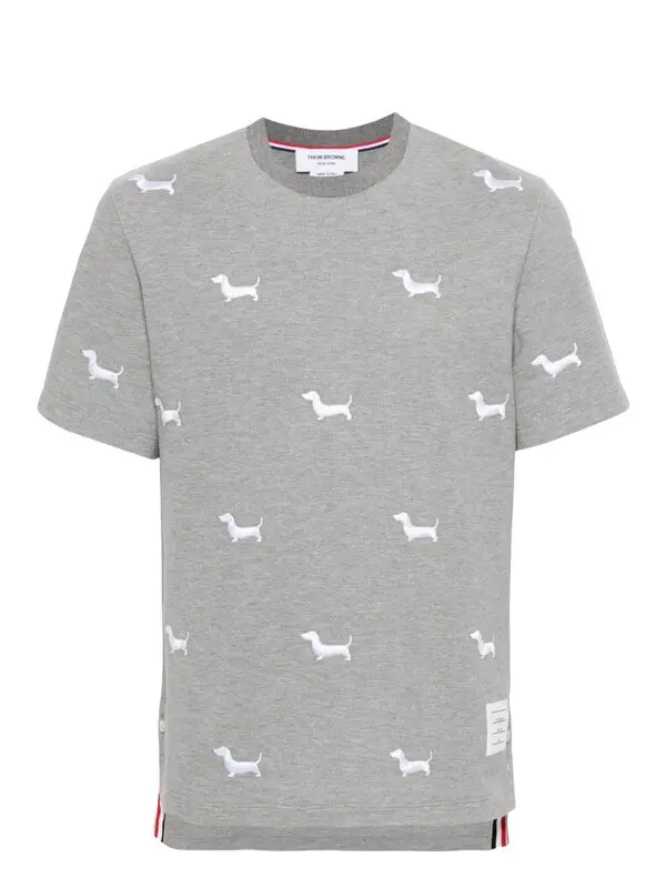 Thom Browne Dog-embroidery T-shirt - Grey