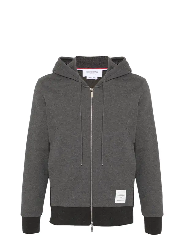 Thom Browne 4-bar Zip-up Hoodie - Grey
