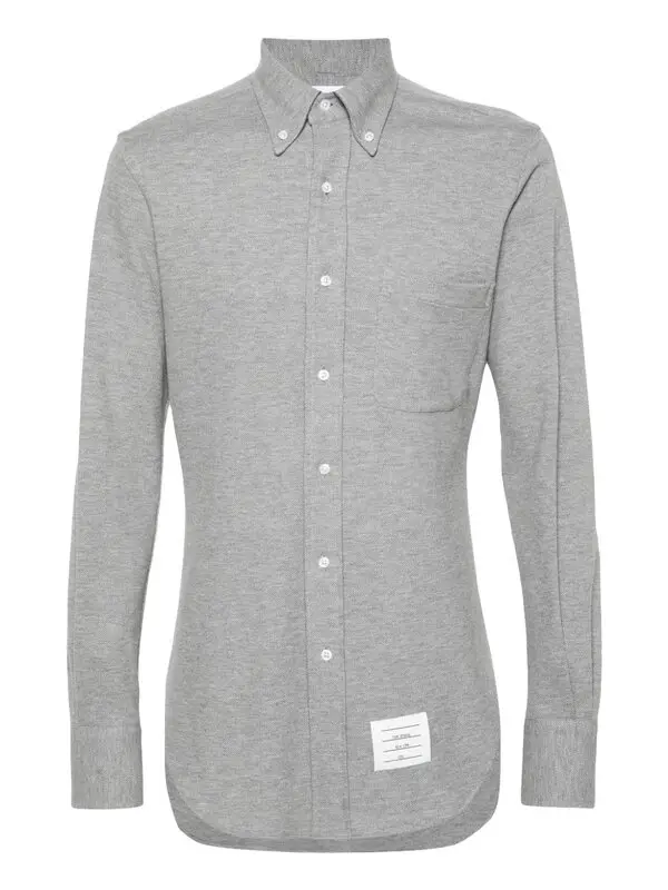 Thom Browne Mélange-effect Piqué Shirt - Grey