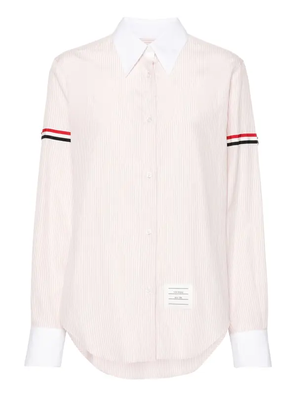 Thom Browne Contrast-border Striped Shirt - Pink