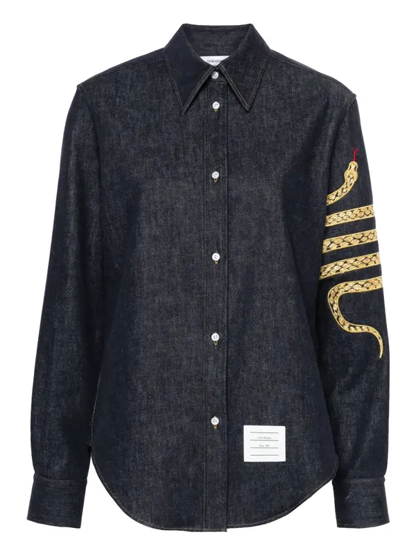 Thom Browne Snake 4-bar Denim Shirt - Blue
