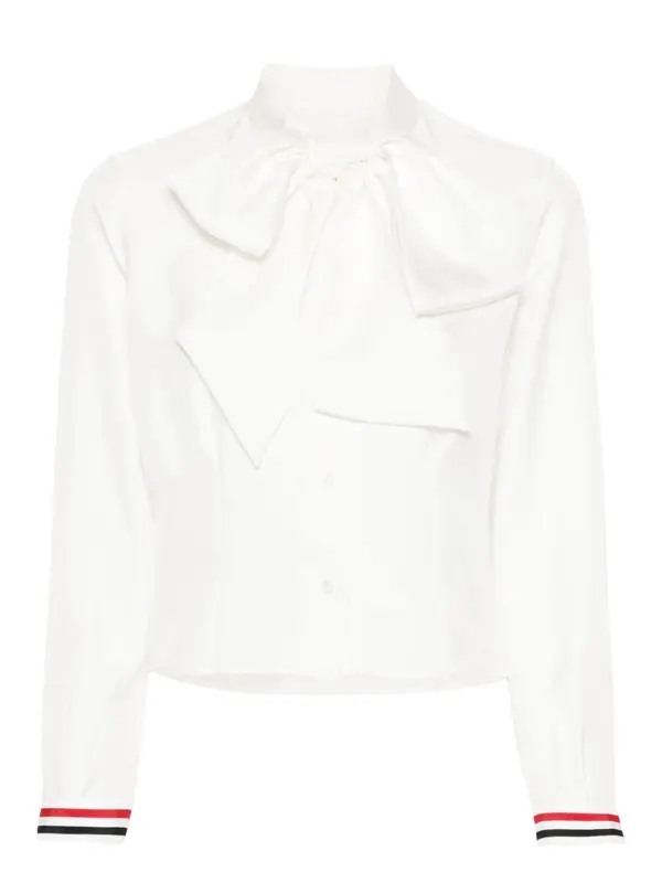 Thom Browne Rwb-stripe Silk Shirt - White