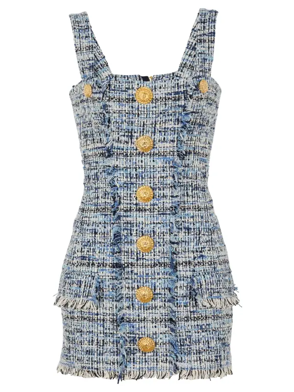 Balmain Tweed Mini Dress - Blue