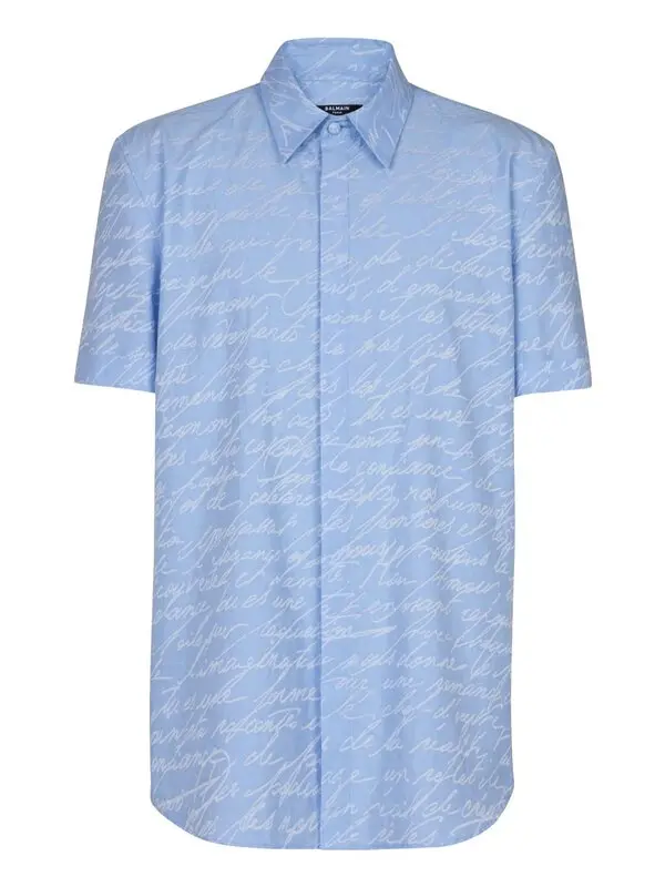 Balmain Jacquard Love Letter Print Shirt - Blue