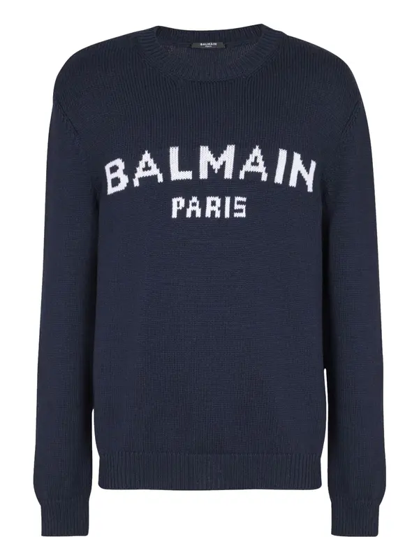 Balmain Intarsia-logo Sweater - Blue