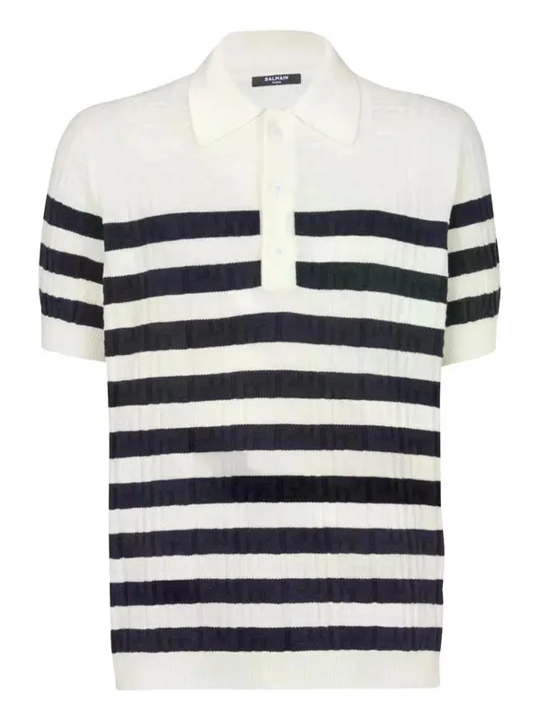 Balmain Striped Polo Shirt - Neutrals