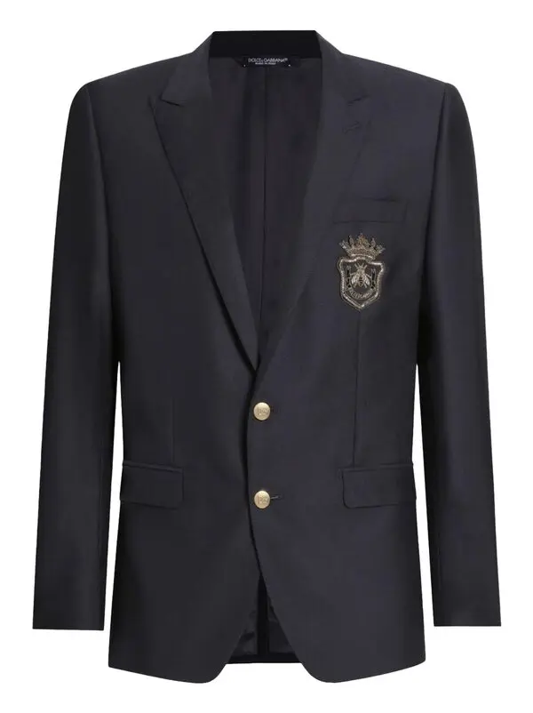 Dolce & Gabbana Logo-appliqué Blazer - Blue
