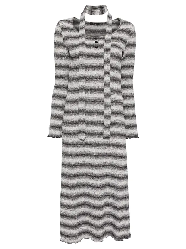 TOUT A COUP Striped Knitted Dress - Black
